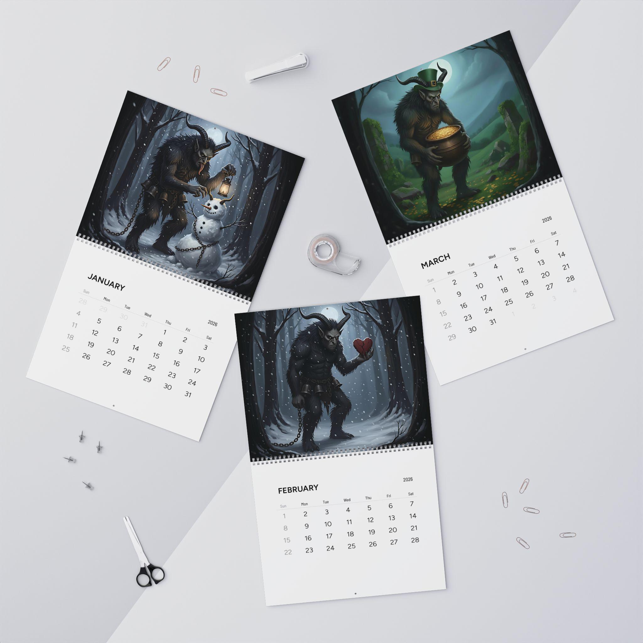The Year of Krampus 2026 Calendar - Dark Folklore Mythology Wall ...