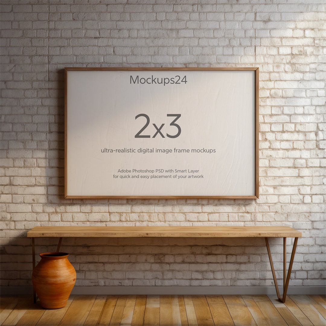 2x3 Horizontal Vintage Frame Mockup: Rustic Natural Wood Design ...