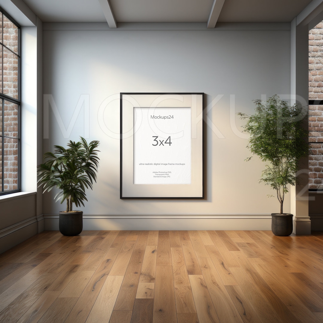 3x4 Vertical Mockup Frame Wall Art Modern Studio Artwall 3:4 Minimalist ...
