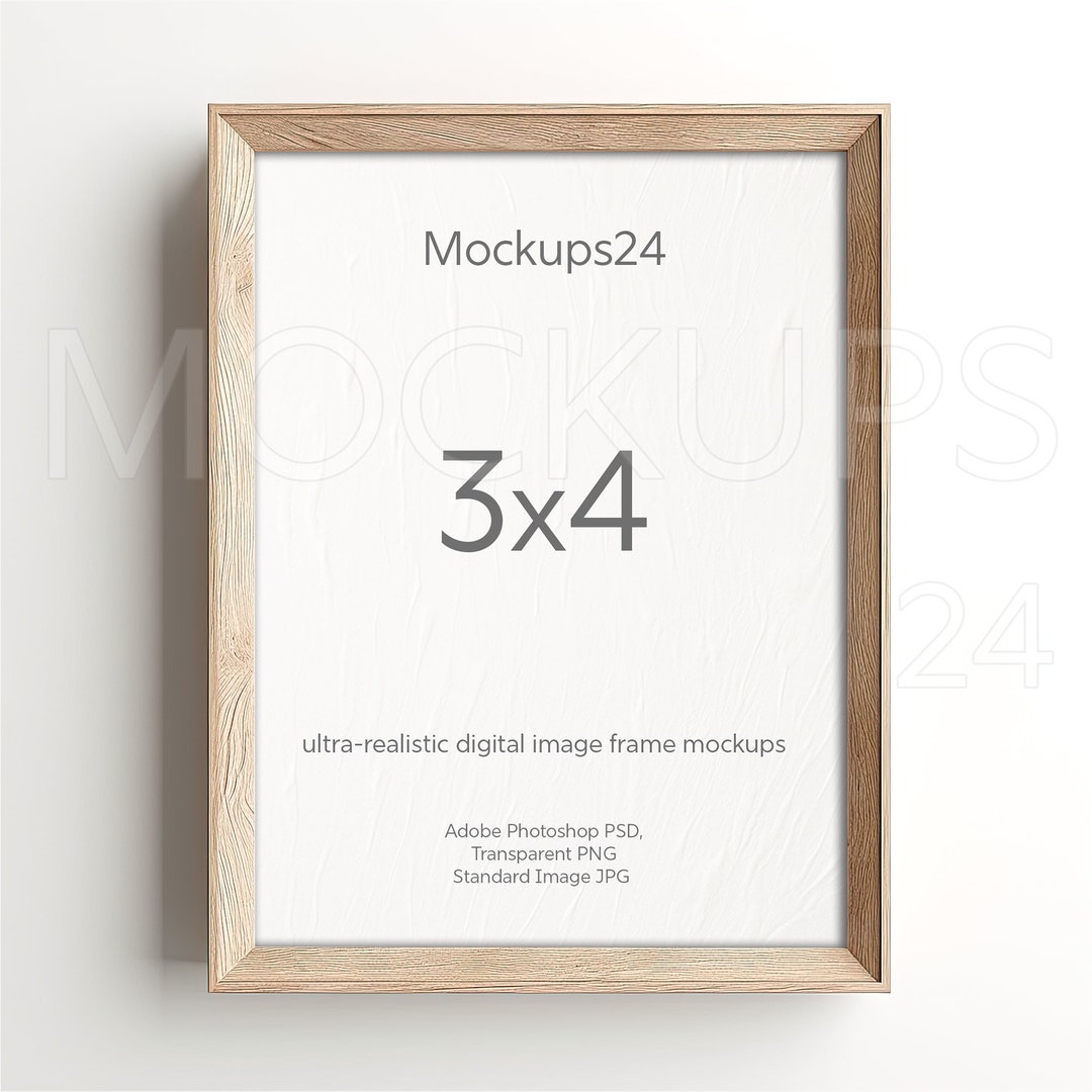 3x4 Wood Frame Mockup Simple Vertical Minimalist Wall Framed Art. 3:4 ...
