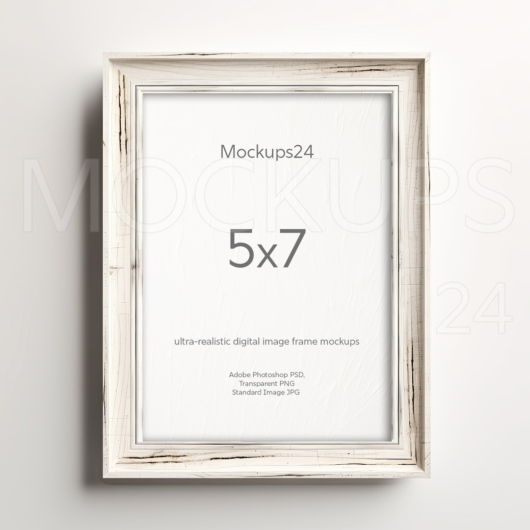 5x7 Rustic Painted Wood Frame Mockup Minimalist Vintage Wall Frame Art ...