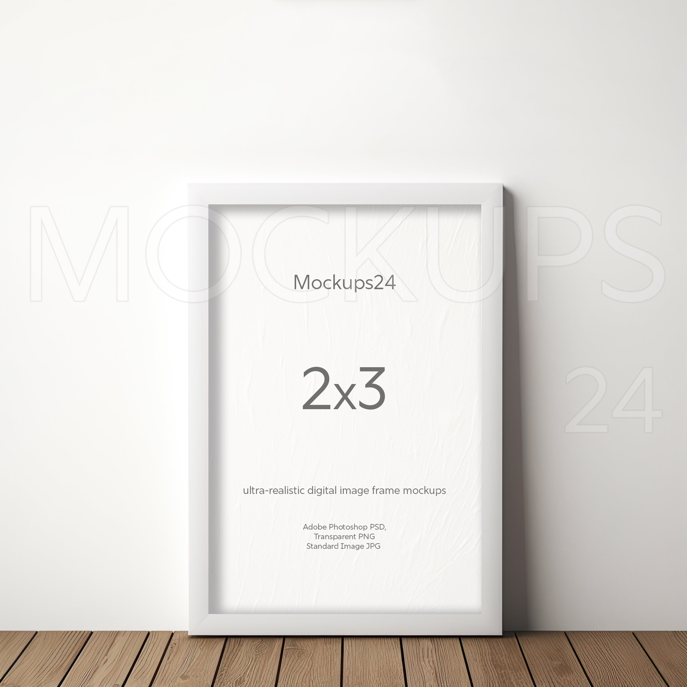 2x3 White Frame Mockup Simple White Wood Minimalist Wall Framed Art. 2: ...