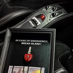 "in Case of Emergency" Frame With Vintage Ferrari Key and 10k Bills ...
