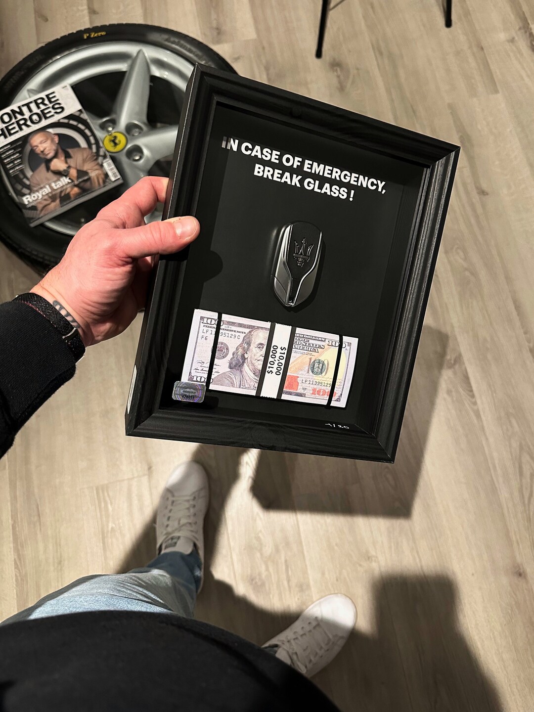"in Case of Emergency" Frame With Maserati Key and 10k Bills - Limited ...