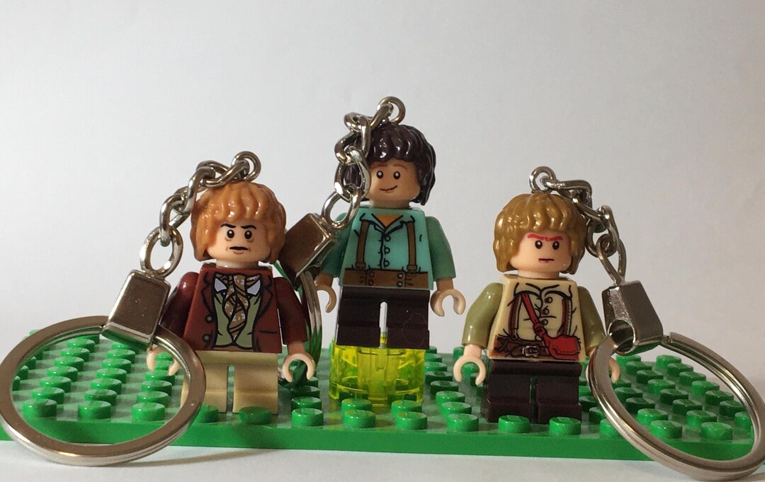Frodo, Bilbo Baggins, Samwise Gamgee Minifigure Keychain Custom Keyring ...
