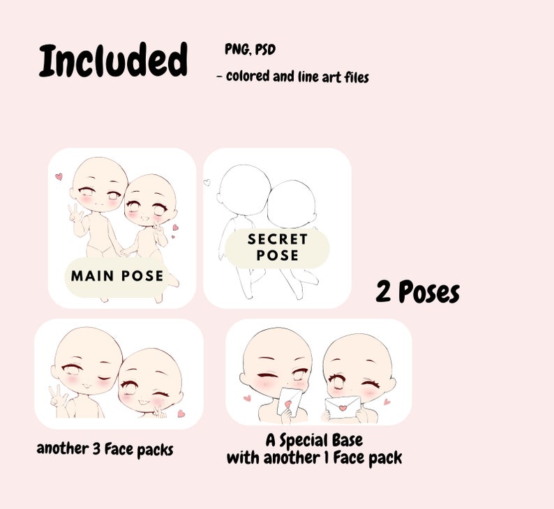 Digital Chibi Bases| Valentines Day | Love Couples| Commercial Use ...