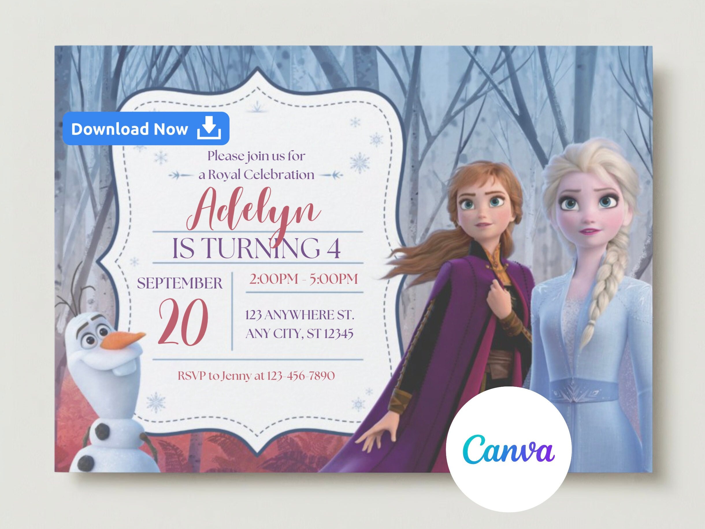 Editable Frozen Birthday Party Invitation Frozen Birthday - Etsy