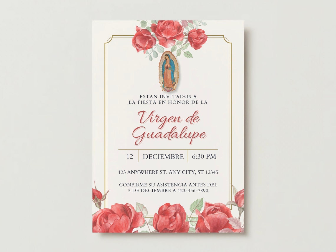 Editable Virgen De Guadalupe Invitation, Virgen María Invitation ...