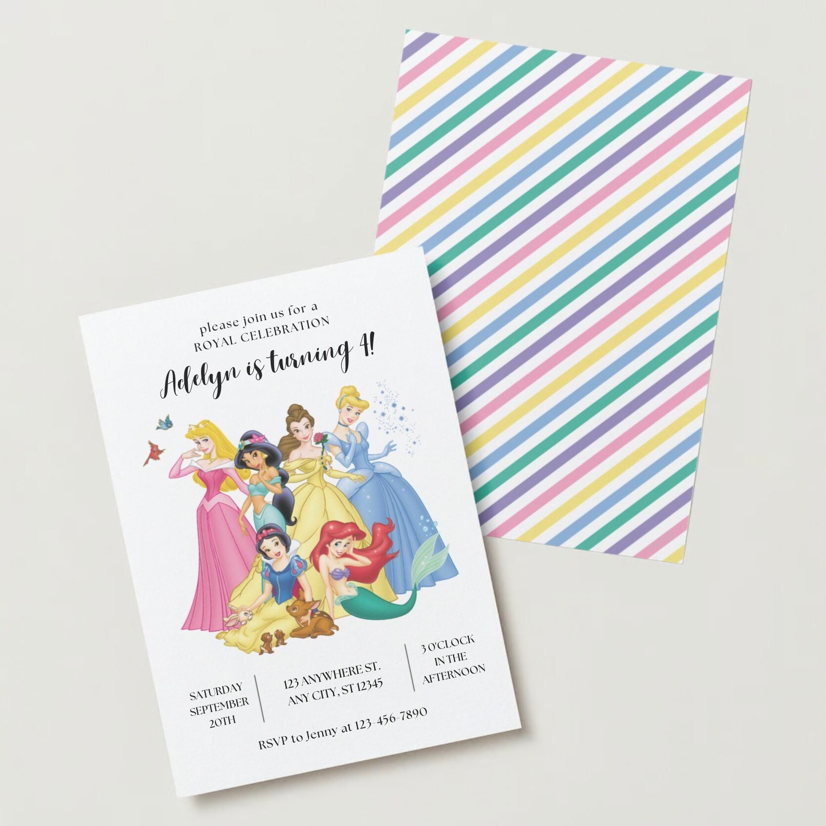 Editable Princesses Birthday Party Invitation, Princesses Birthday ...