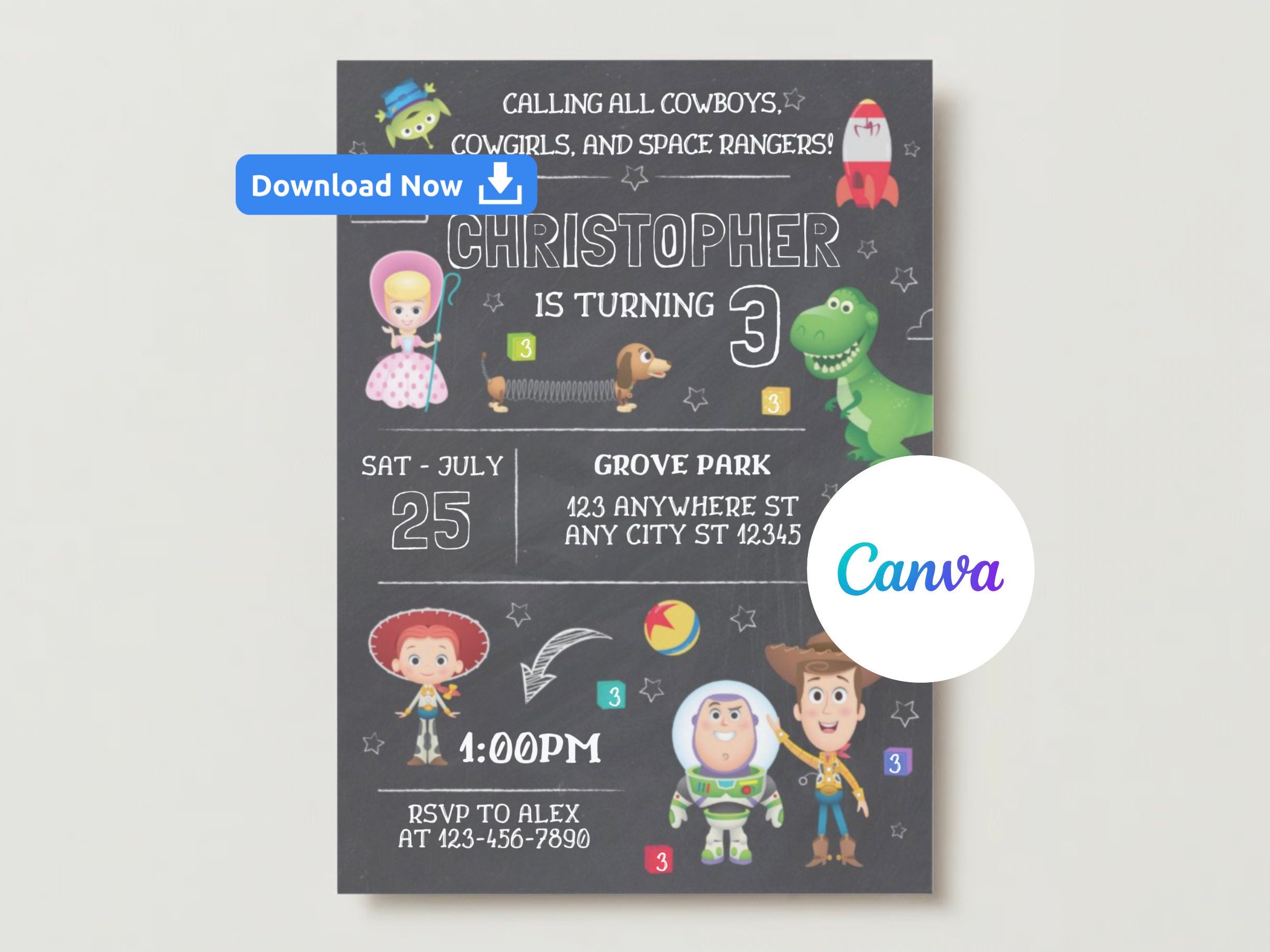 Editable Toy Story Birthday Party Invitation, Toy Story Birthday Party ...
