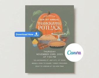 EDITABLE and Printable Thanksgiving Potluck Flyer and Sign up - Etsy