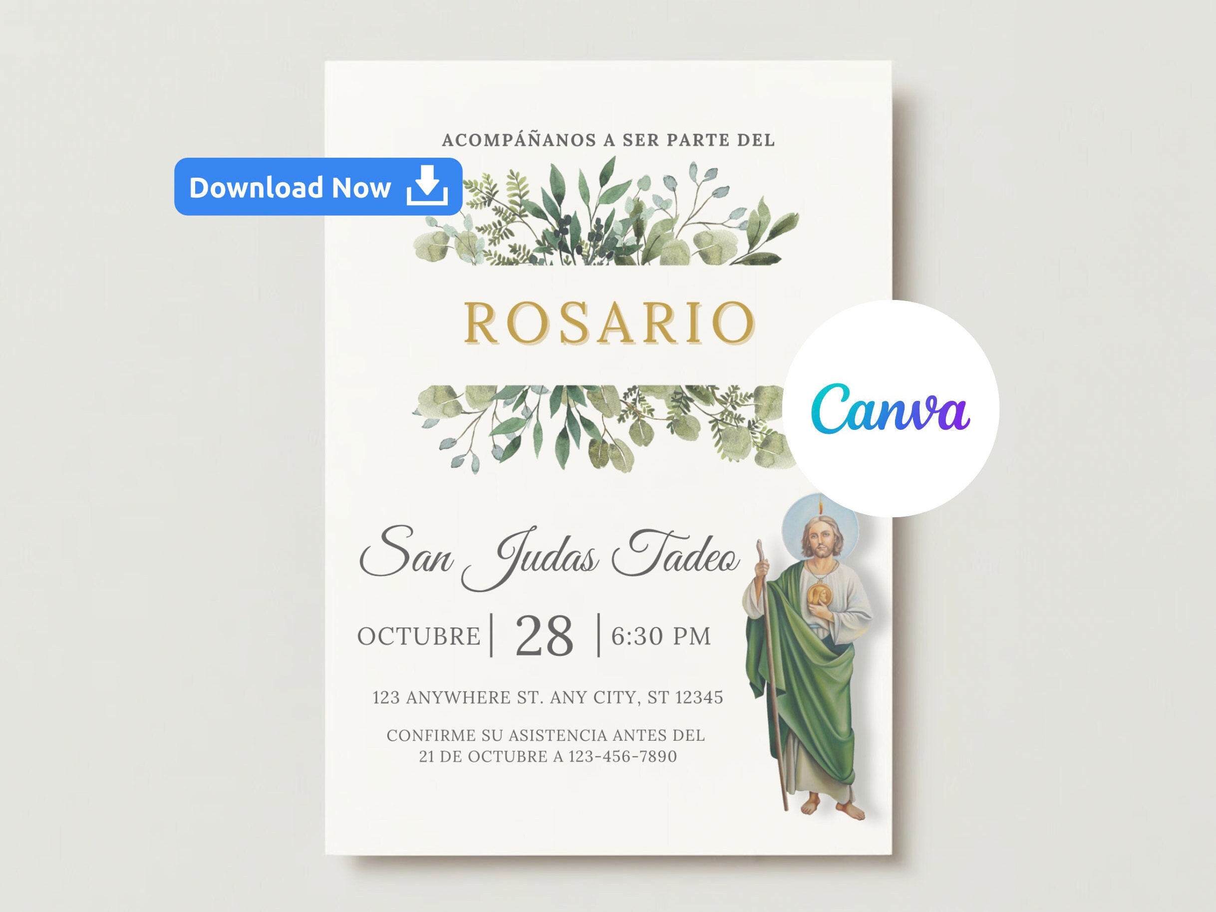 Editable San Judas Invitation, San Judas Invitacion, San Judas Rosario ...