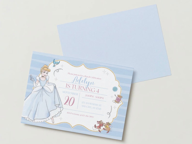 Editable Cinderella Birthday Party Invitation, Princess Cinderella ...