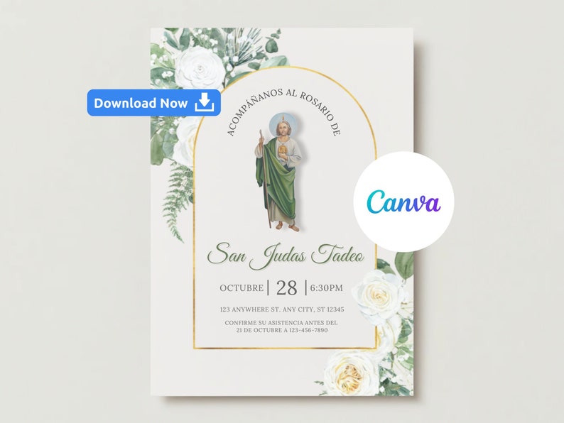 Editable San Judas Invitation, San Judas Invitacion, San Judas Rosario ...