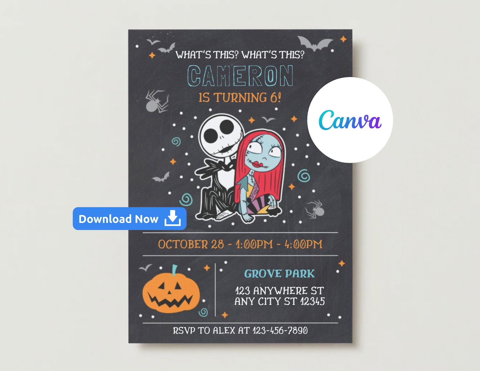 Editable Nightmare Before Christmas Birthday Party Invitation, Nightmare Before Christmas ...