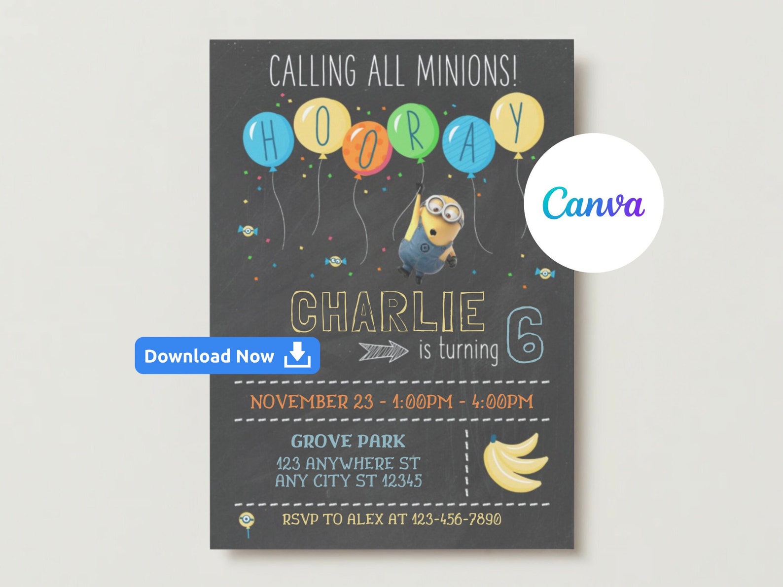Editable Minions Birthday Party Invitation, Minions Birthday Party ...