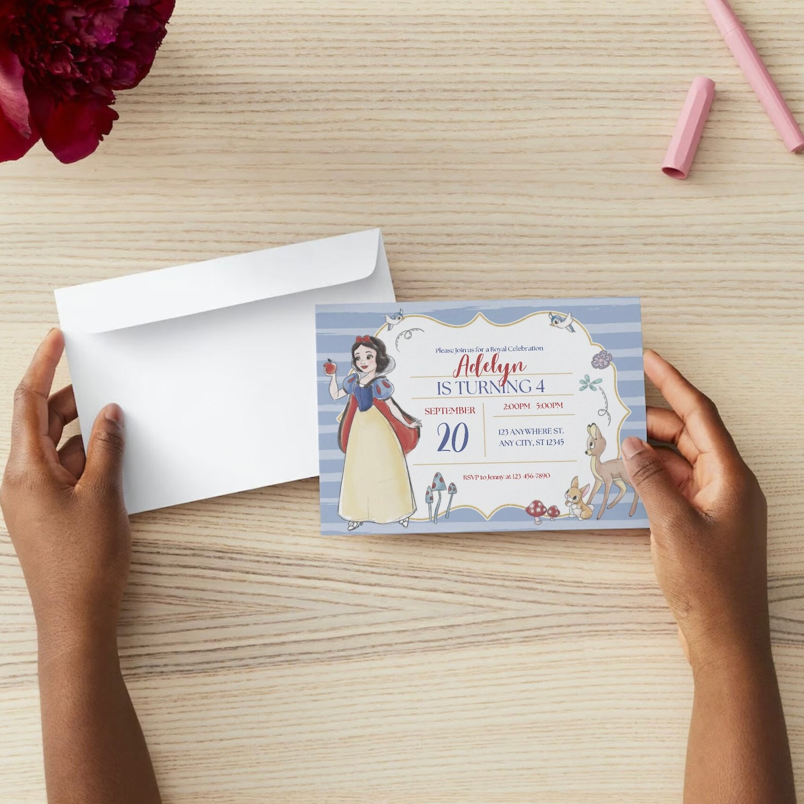Editable Snow White Birthday Party Invitation, Princess Snow White ...