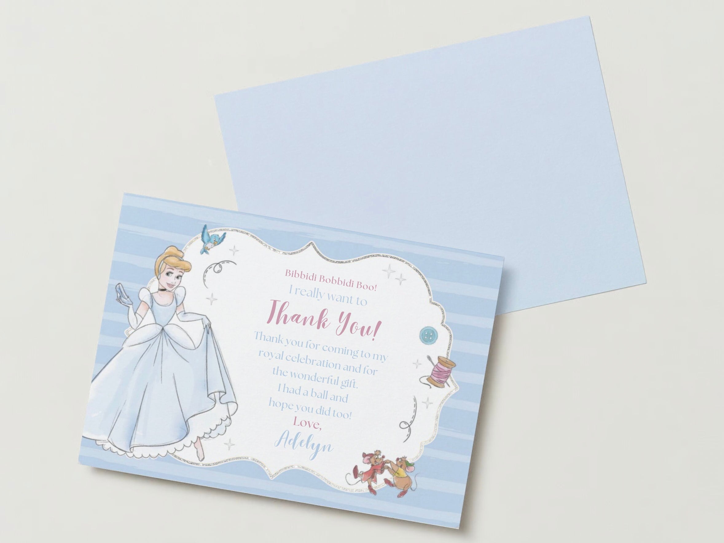 Editable Cinderella Thank You Card, Princess Cinderella Thank You Card ...