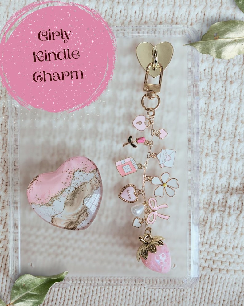 Kindle Charm Keychain, Girly Kindle Charm, Removeable Kindle Charm ...