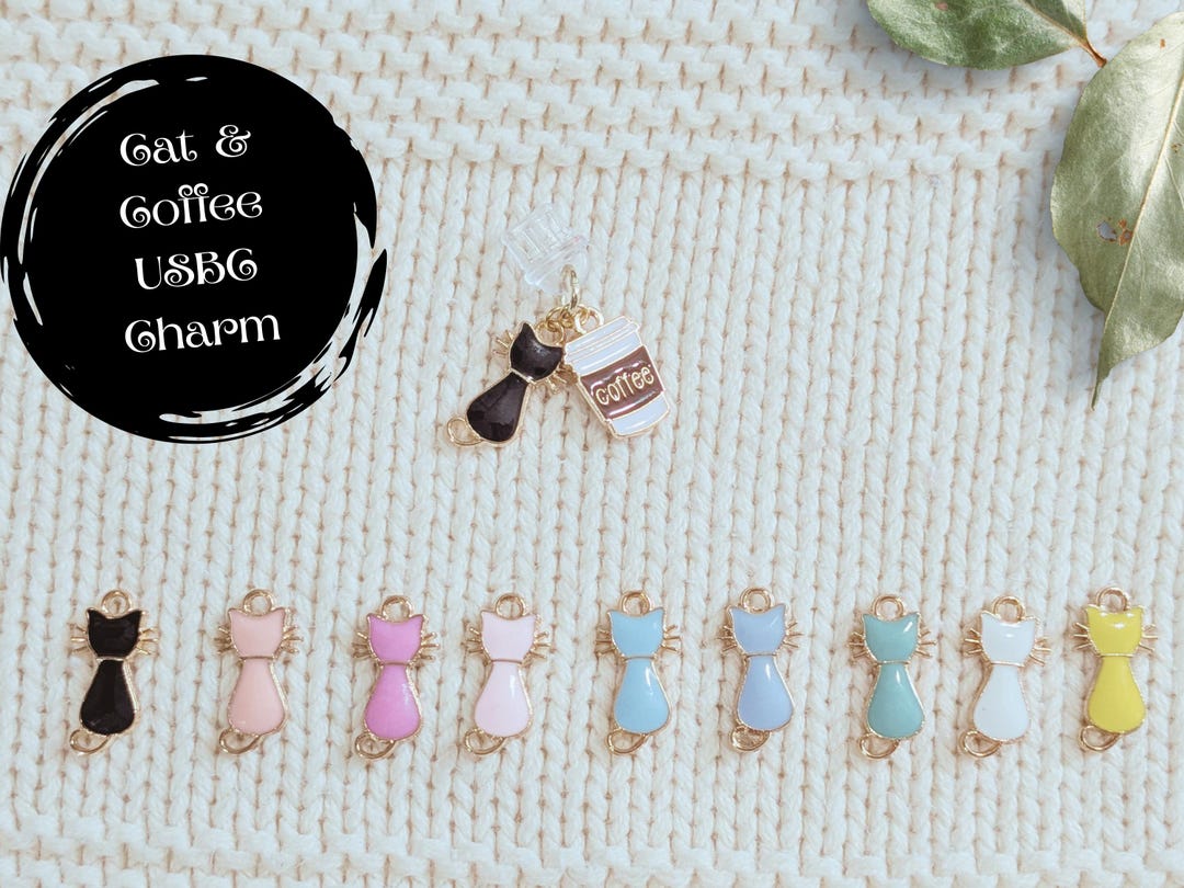 USB-C Dust Plug With Cat & Coffee Charm, Personalized Charms,cute ...