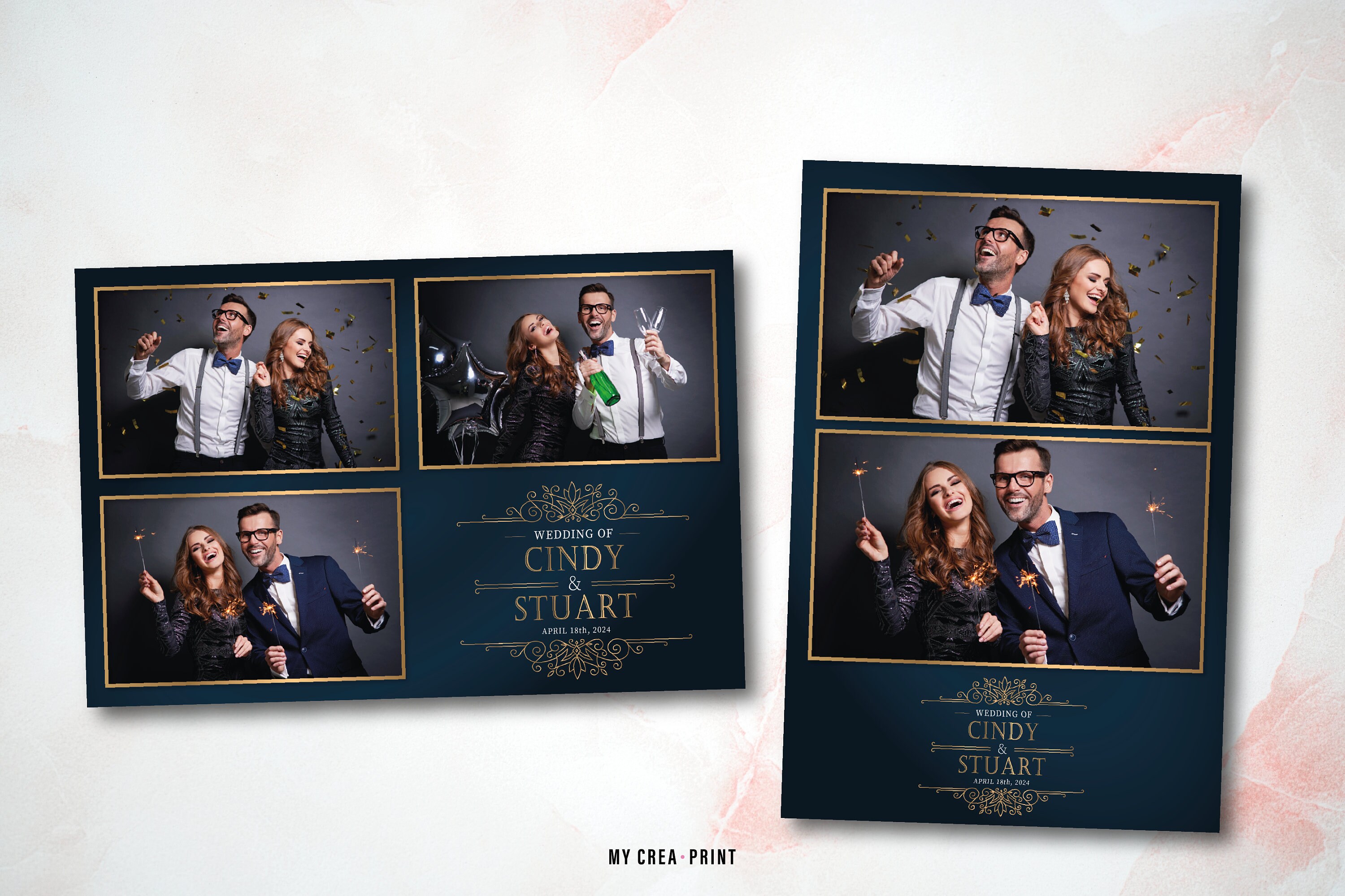 Royal Blue Wedding Photobooth Template: Elegant Mr & Mrs (digital ...