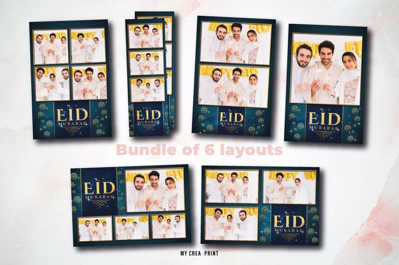 Eid Mubarak Photobooth Template: Blue & Green Ramadan Designs (digital ...