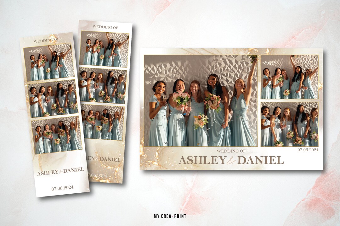 Wedding Photobooth Template Bundle: Gold & White Designs (digital ...
