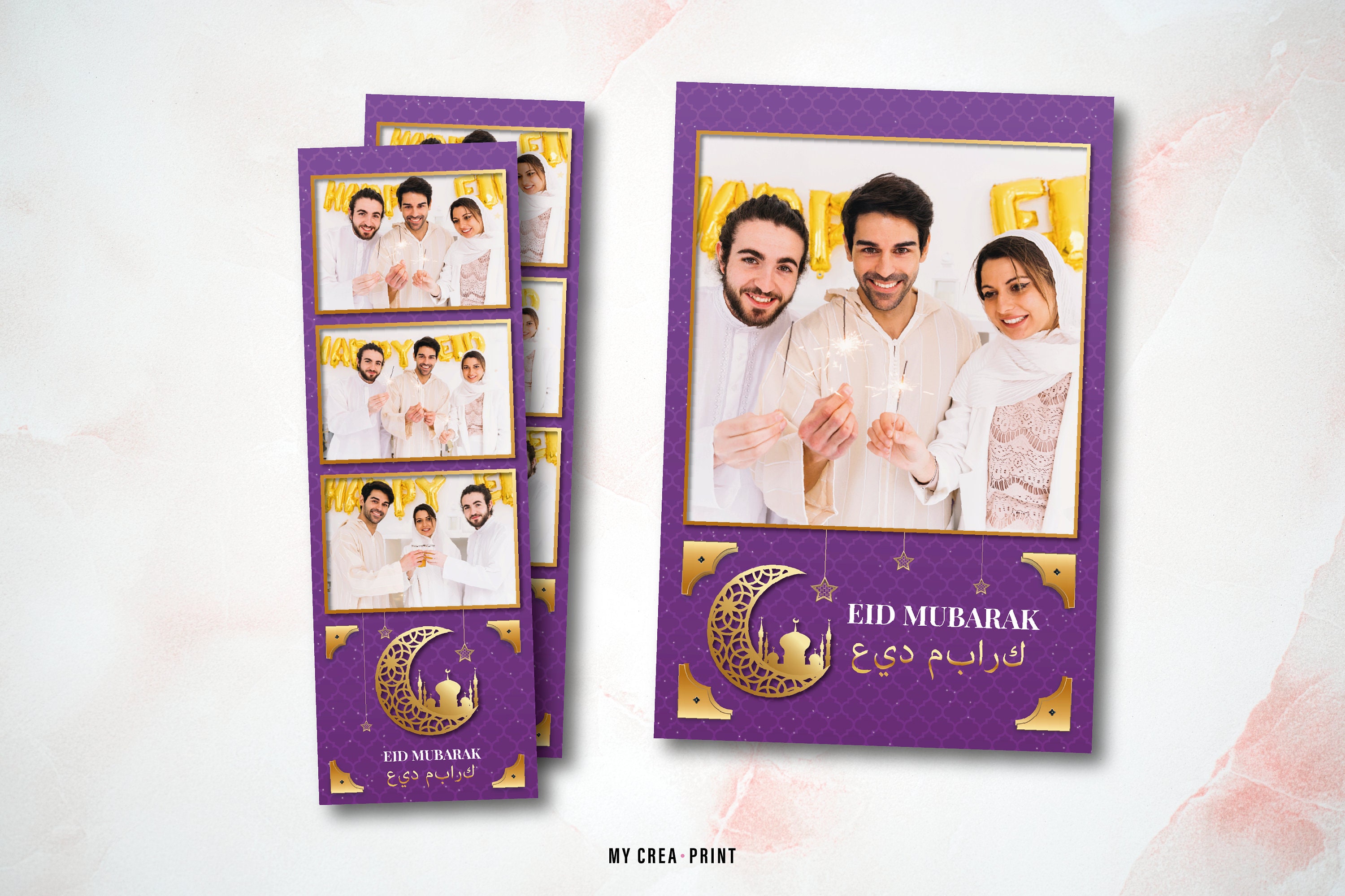 Eid Mubarak Photo Booth Template: Purple & Gold, 6 Layouts (digital ...