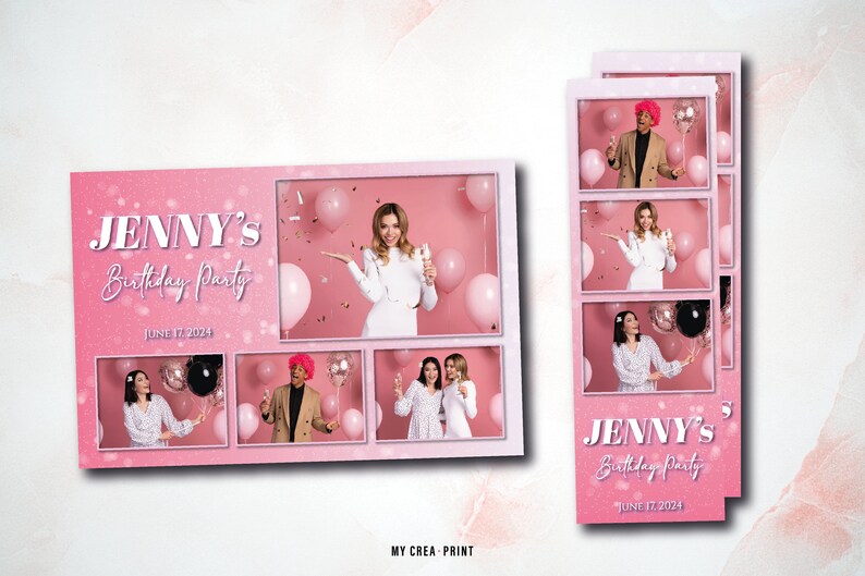 Pink Birthday Photo Booth Template: Sweet 16, X6 Layout (digital ...