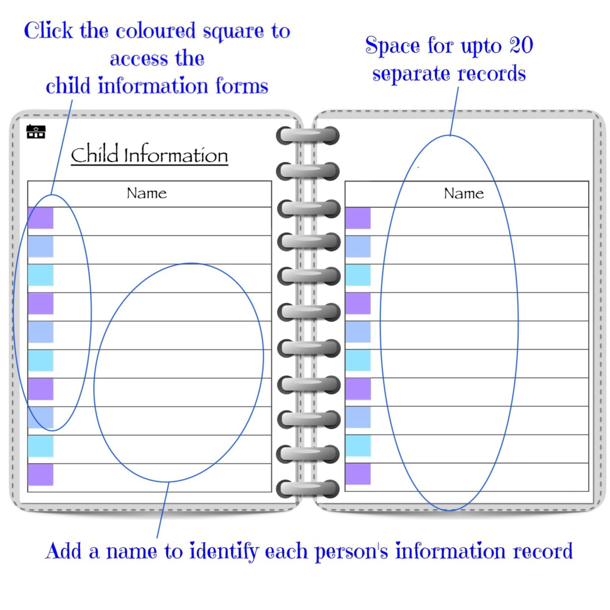 Digital Child Information Form Record for Child Care Settings Including ...