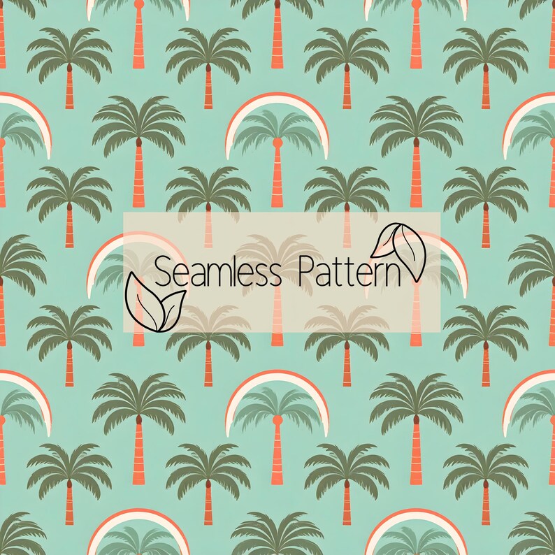 Retro Palm Tree Seamless Pattern | 70s Tropical Arches (digital ...