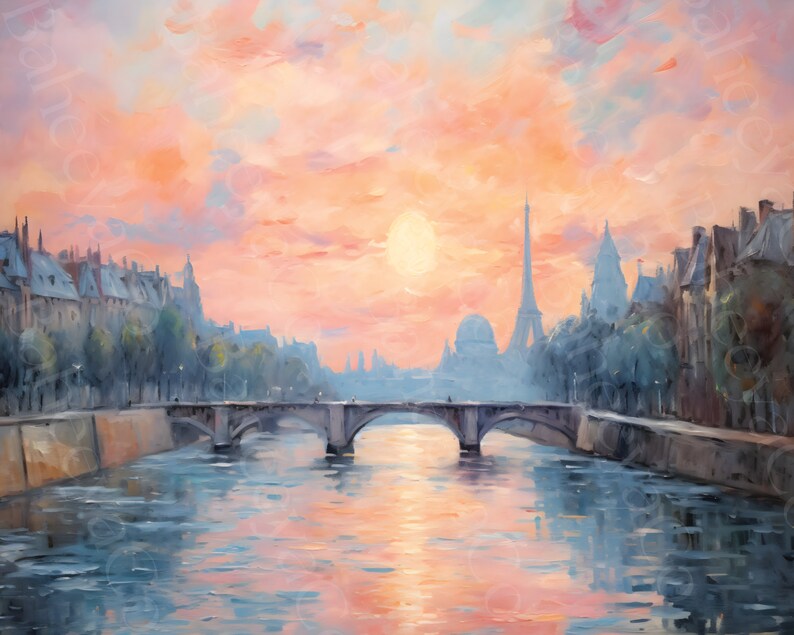 Parisian Sunset | Art of Eiffel Tower and Seine River at Dusk ...