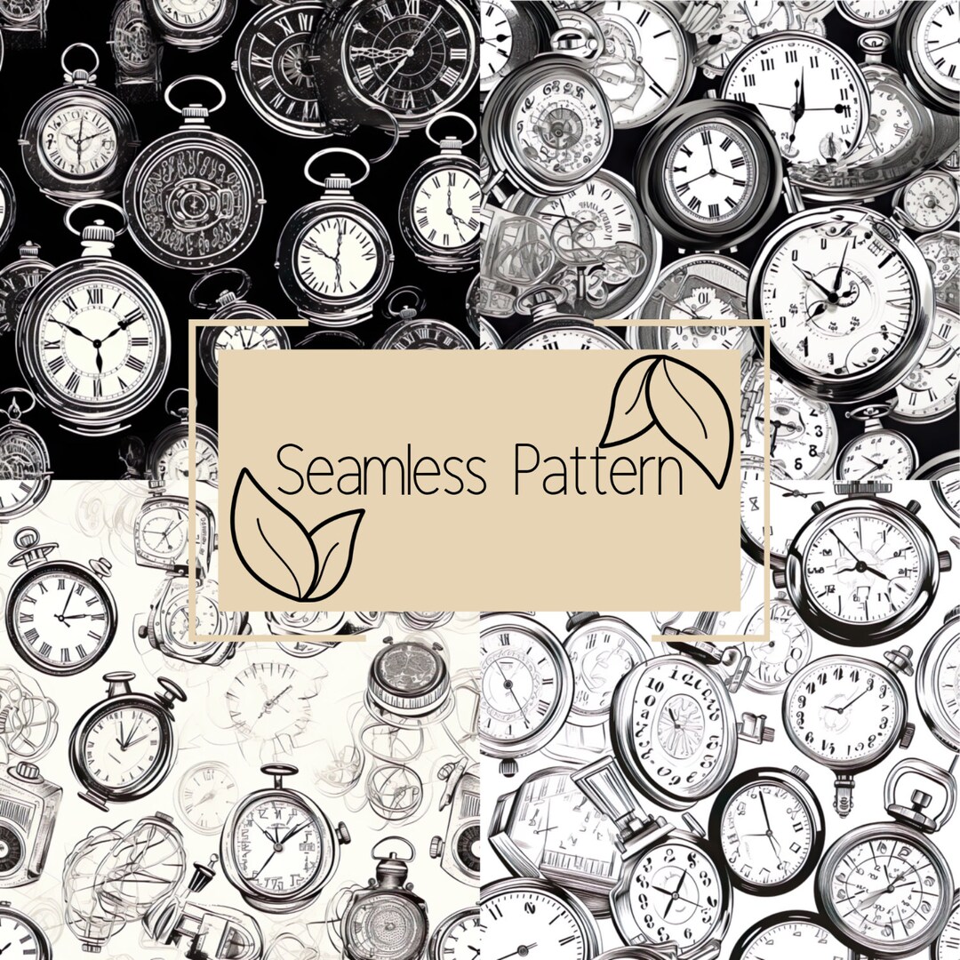 Clock Seamless Pattern | Vintage , Digital Paper | Seamless Pattern ...