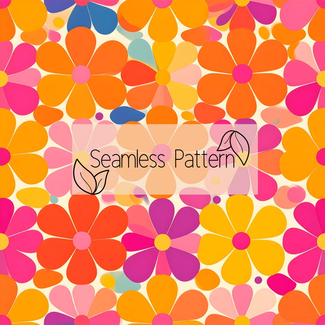 Retro Floral Seamless Pattern Digital Paper | 70s Groovy Flowers in ...