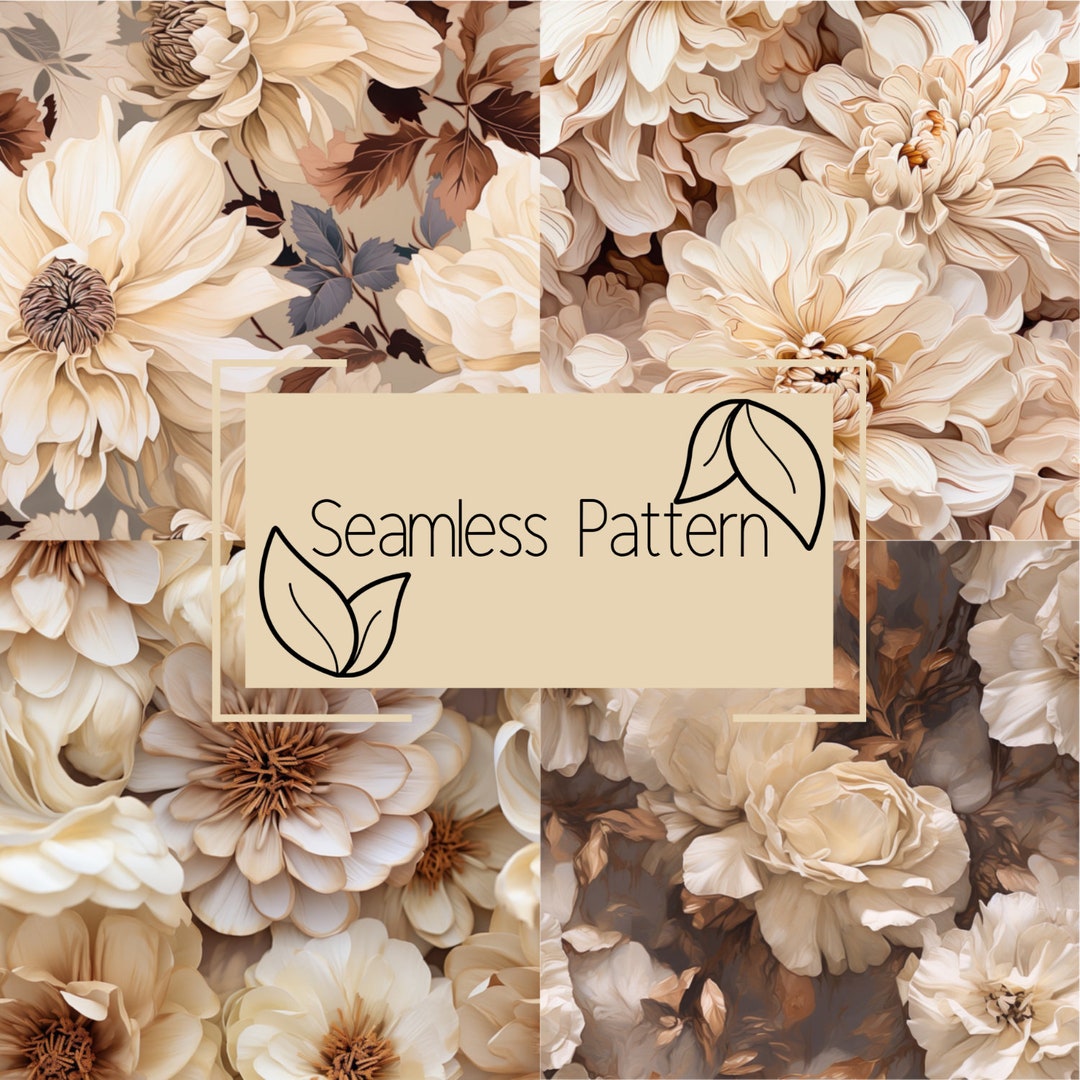 Floral Cream Seamless Pattern | Abstract Flowers, Commercial Use ...