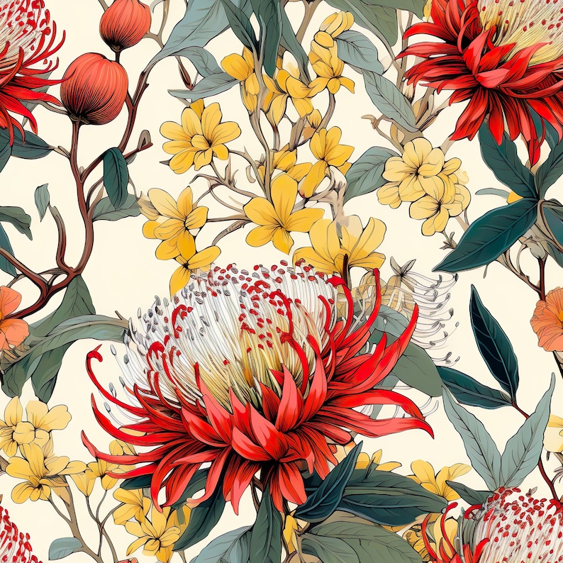 Australian Native Floral Seamless Pattern | Commercial Use (digital ...
