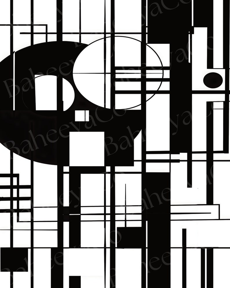 Modern Black and White Geometric Art Print | Abstract Wall Art ...