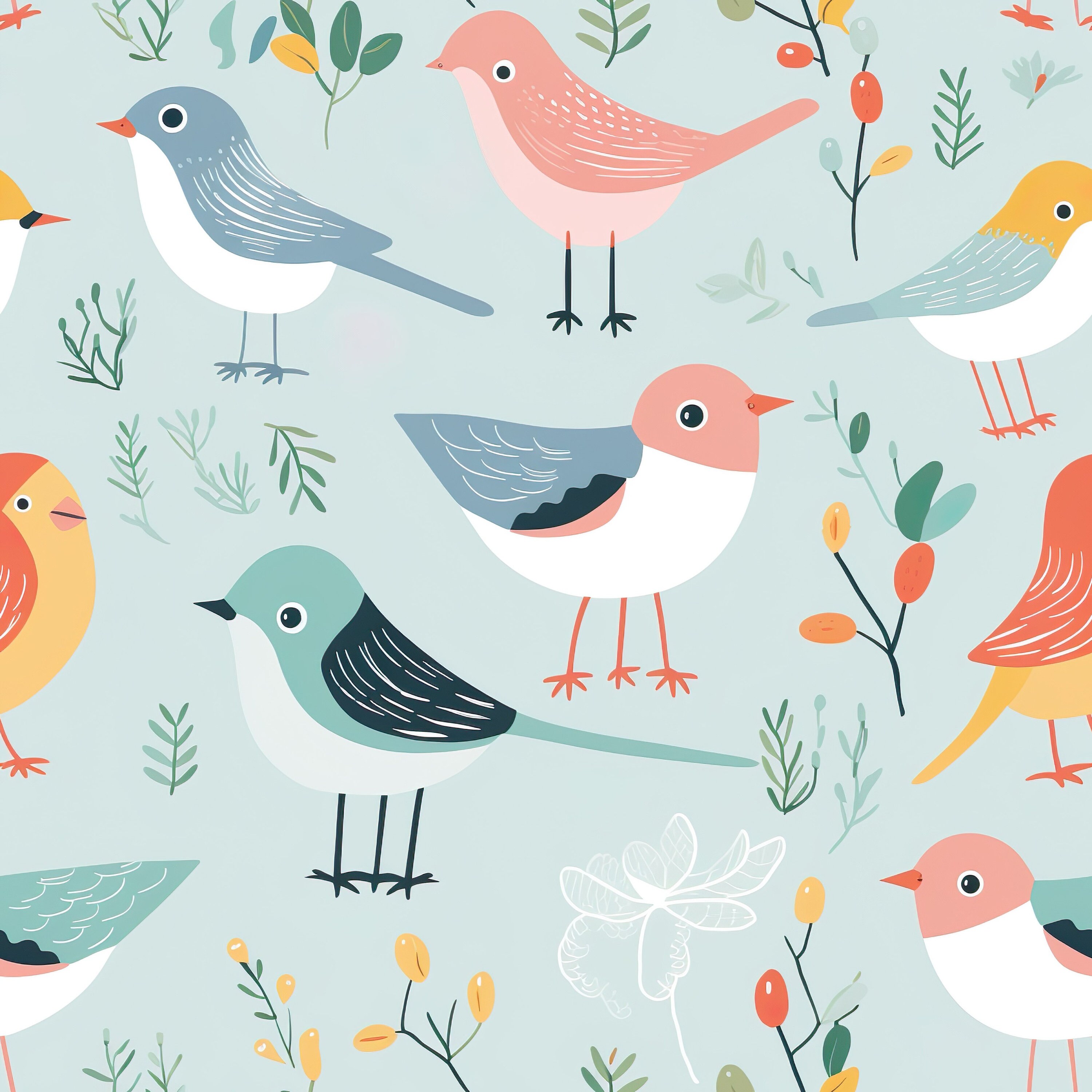 Bird Seamless Pattern Digital Paper Seamless Pattern Repeating Pattern Commercial Use Digital ...