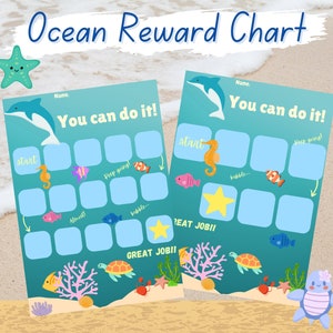 Ocean Theme Reward Chart Printable Sea Creatures Sticker Chart Potty ...