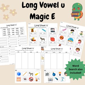 Long Vowel U Worksheets Magic E Phonics Practice Activities for First ...
