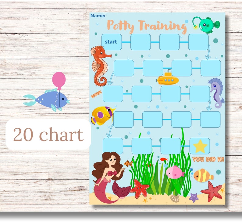 Ocean Potty Training Chart Under the Sea Printable Learning Fish Chart ...