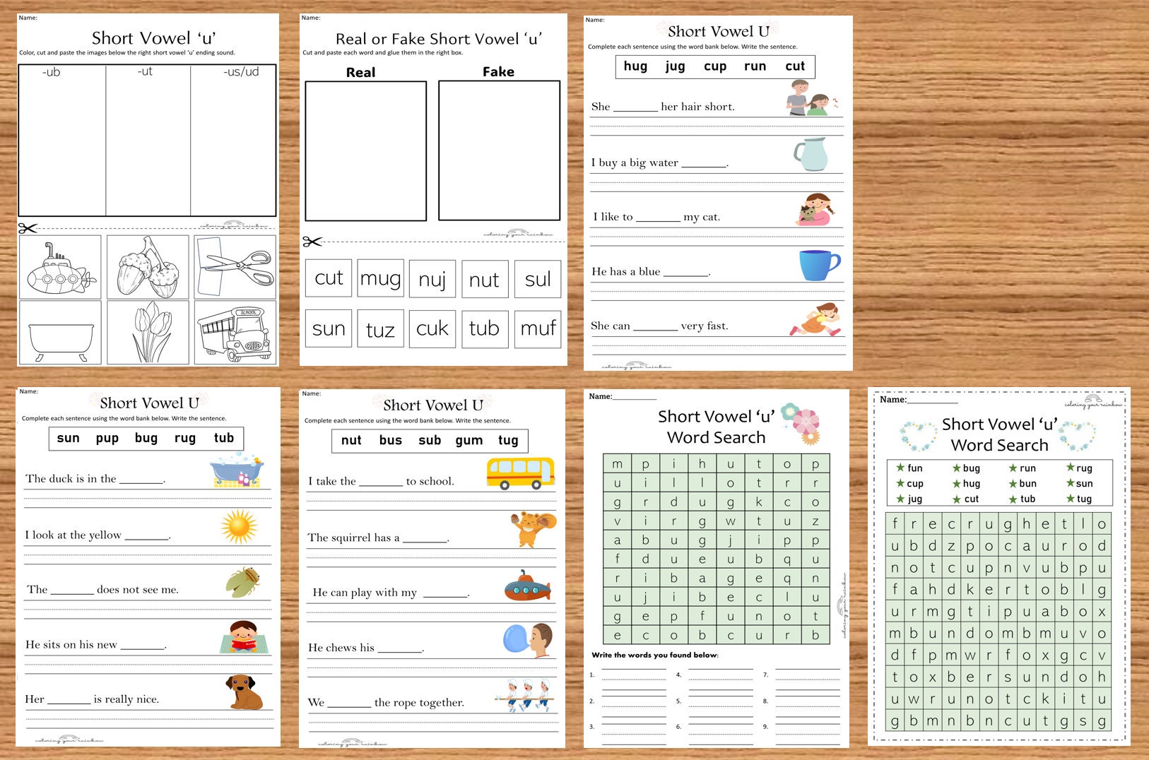 Short Vowel Worksheets for Kids CVC Review Printable L Digital Download ...