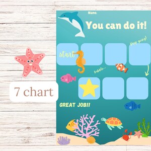 Ocean Theme Reward Chart Printable Sea Creatures Sticker Chart Potty ...