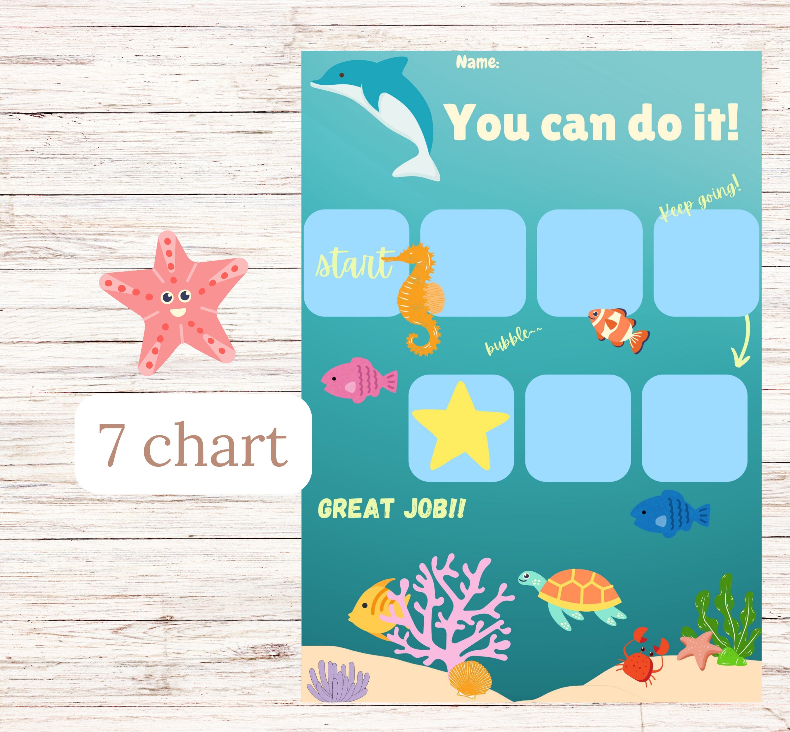 Ocean Theme Reward Chart Printable Sea Creatures Sticker Chart Potty ...