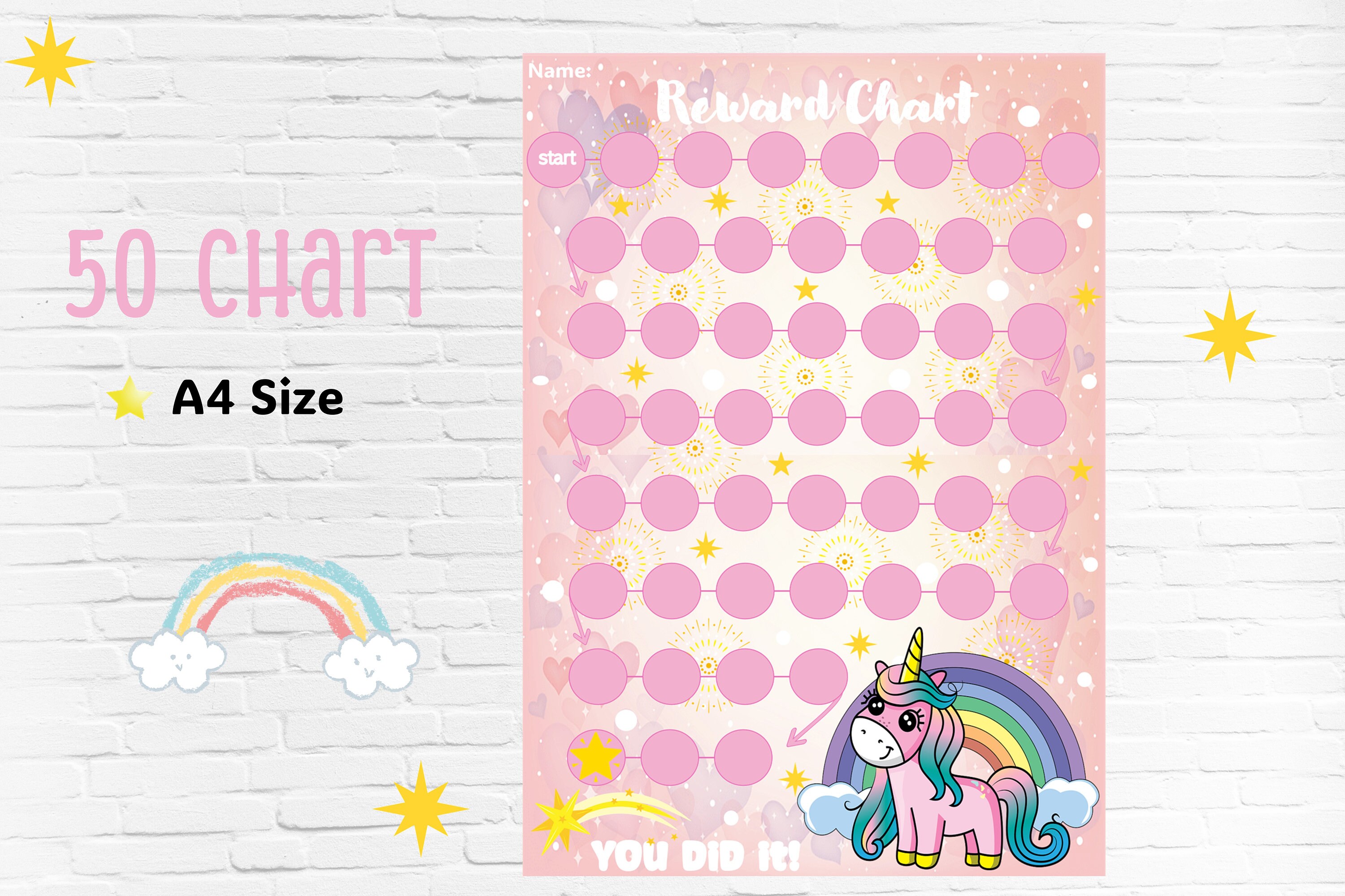 Magic Unicorn Reward Chart for Toddlers Printable Rainbow Potty ...