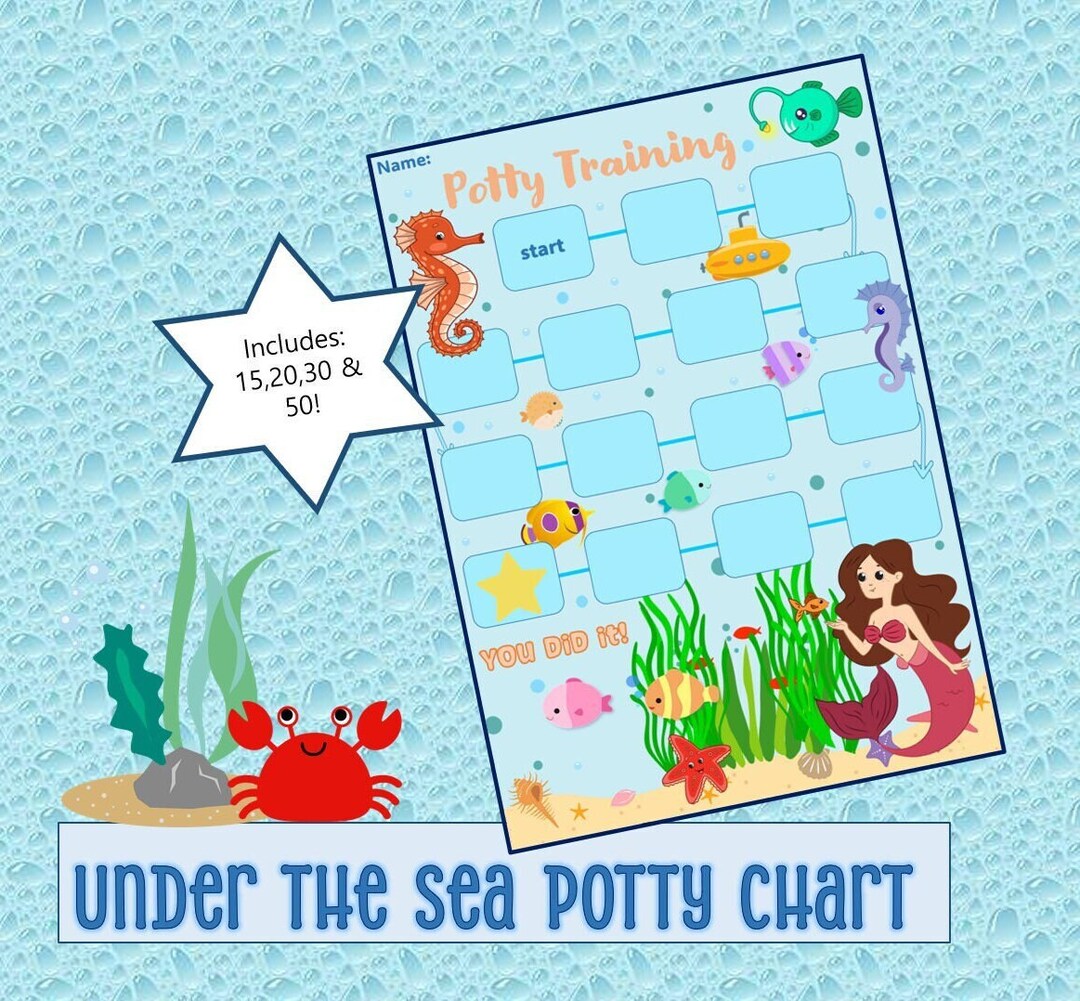 Mermaid Potty Training Chart Under the Sea Ocean Potty Chart Printable ...