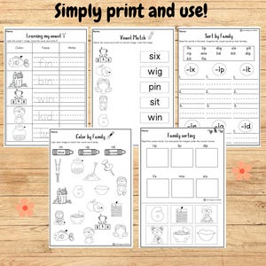 Short 'i' CVC Words L Vowel Family Activity Worksheetsl Phonics for ...