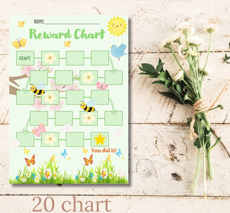 Spring Season Reward Chart Butterfly Sticker Chart for Toddlers Insect ...