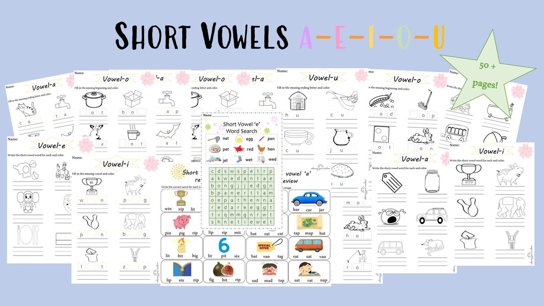 Short Vowel Worksheets Printable Digital Download - Etsy
