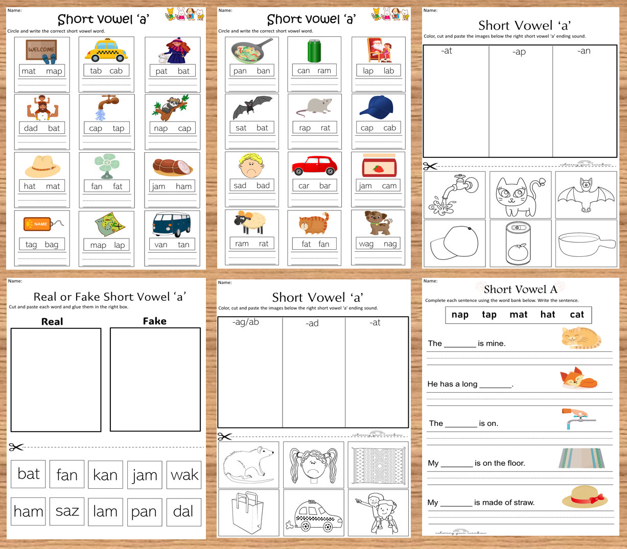 Short Vowel Worksheets for Kids CVC Review Printable L Digital Download ...
